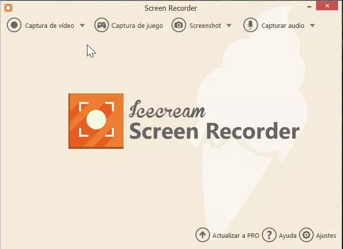 Icecream Screen Recorder, huru menyu
