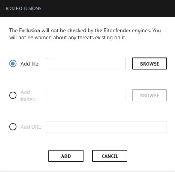 Bitdefender ерекшеліктерін қосыңыз