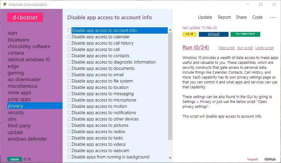 Debotnet - Privacy