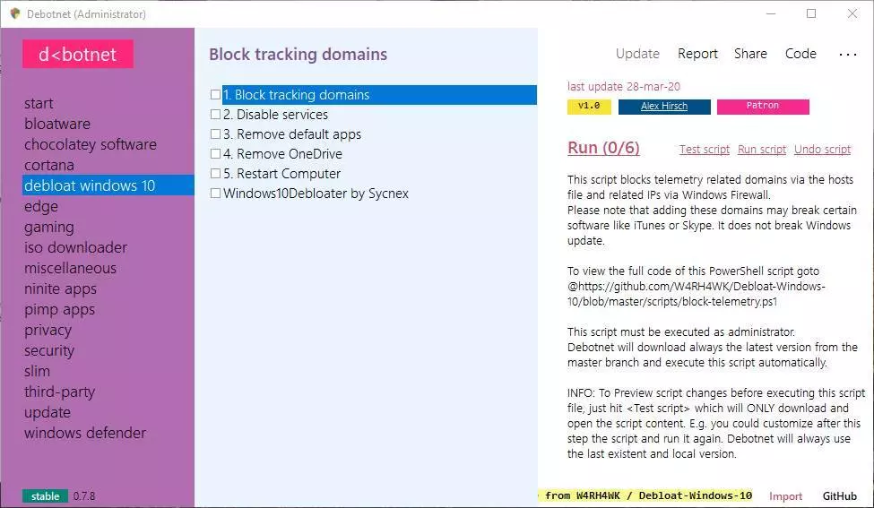 Debotnet – debloat