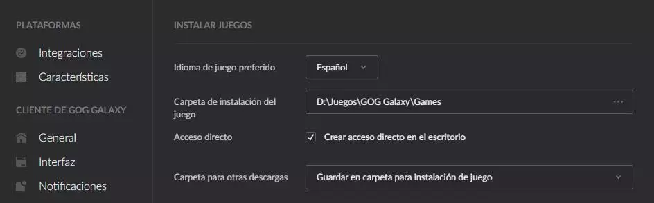 Agordi elŝuton kaj instaladon de GOG-ludoj