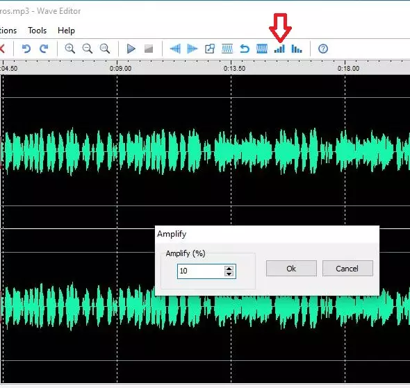 সমস্ত অডিও WaveEditor প্রশস্ত করুন