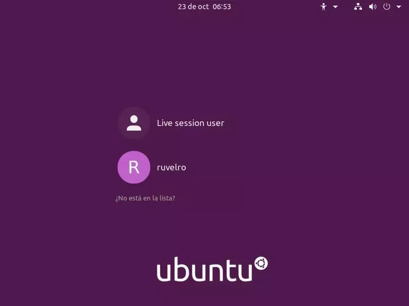 Pilihan pengguna layar kunci Ubuntu