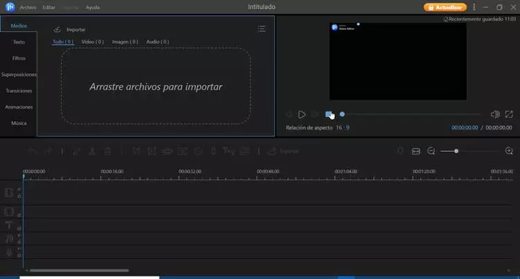 Menu utama EaseUS Video Editor