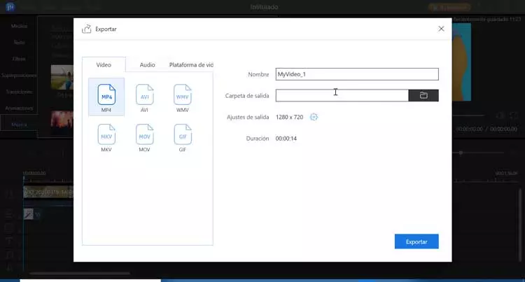 EaseUS Video Editor Export