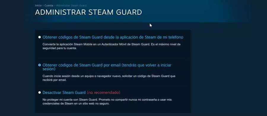 Mitantana kaonty Steam Guard