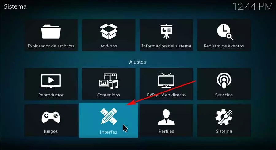 Mga setting sa interface sa Kodi