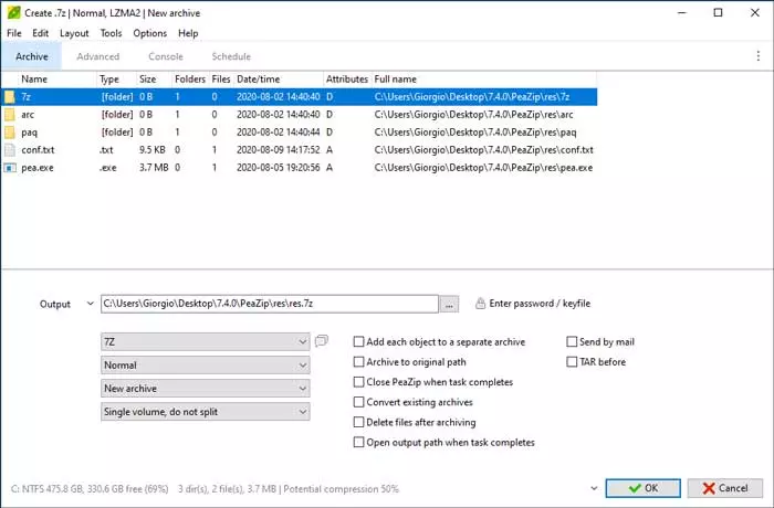 PeaZip file compressor