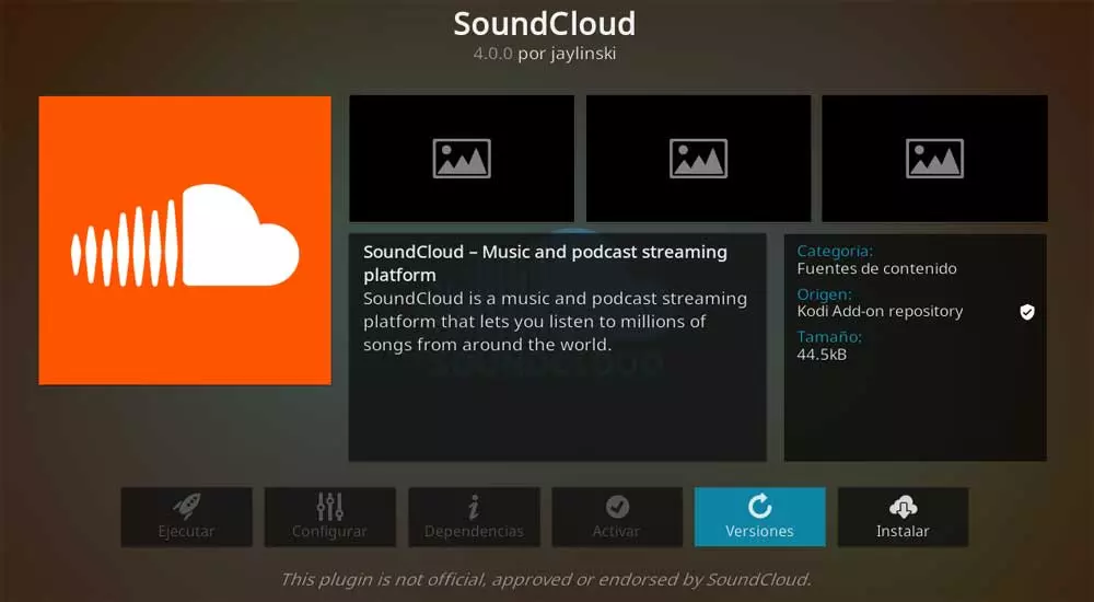 SoundCloud Kodi-aldonaĵoj