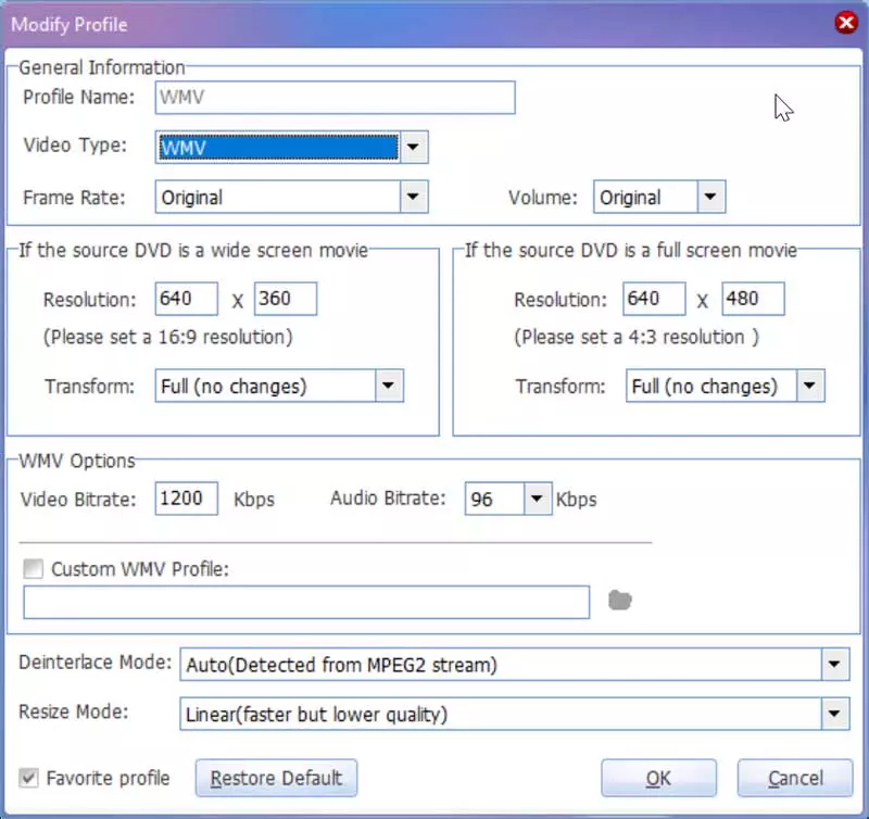 Magic DVD Ripper แก้ไขรูปแบบที่เลือก