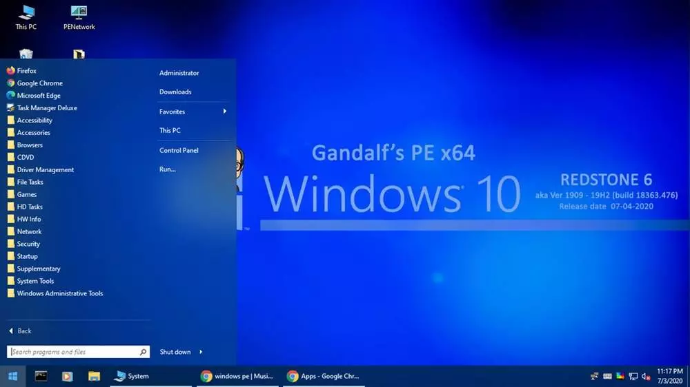 ഗാൻഡൽഫിന്റെ Windows 10PE - ഹോം