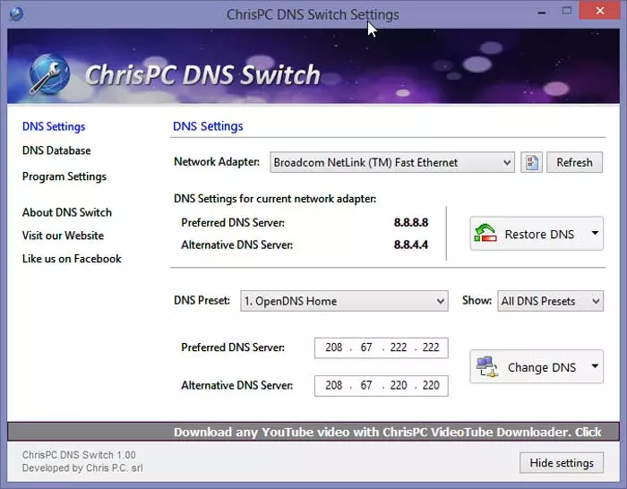 ChrisPC DNS prekidač