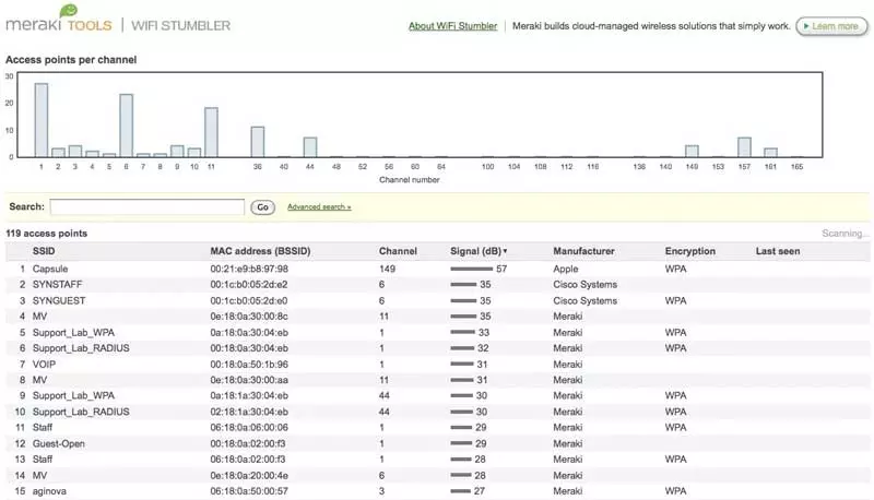 Meraki Wi-Fi Stumbler