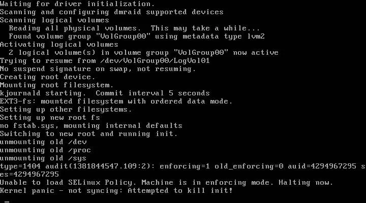 Linux kernel panika