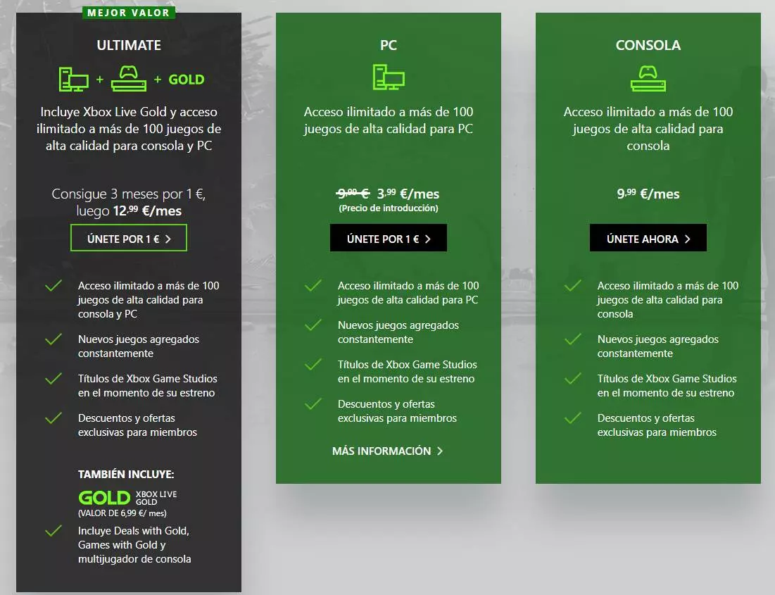 Mwedzi mitatu Xbox Game Pass 1 euro