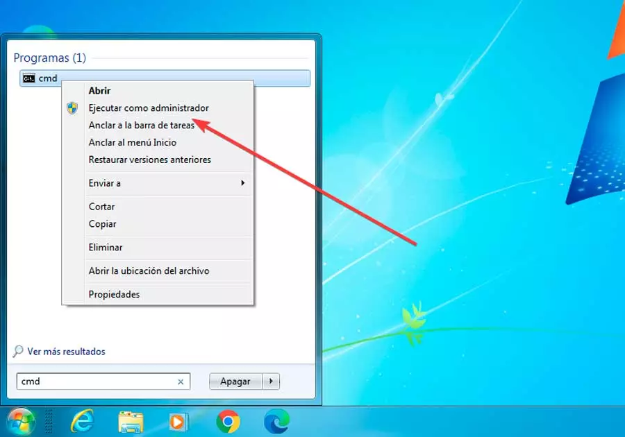 Windows 7 හි පරිපාලක ලෙස CMD ධාවනය කරන්න