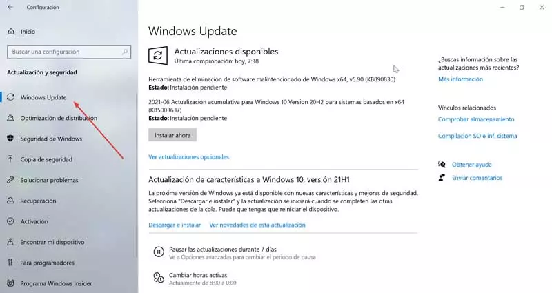 Configuració i Windows Update