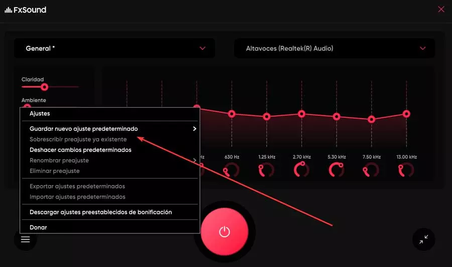 FXSound sábháil réamhshocraithe