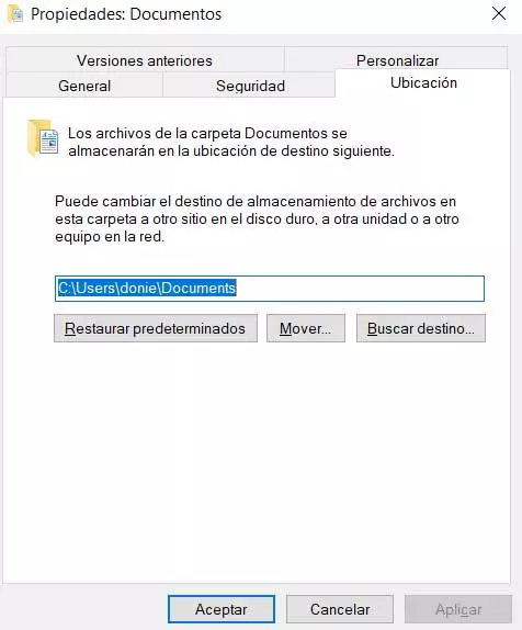 Emplacement des documents Windows