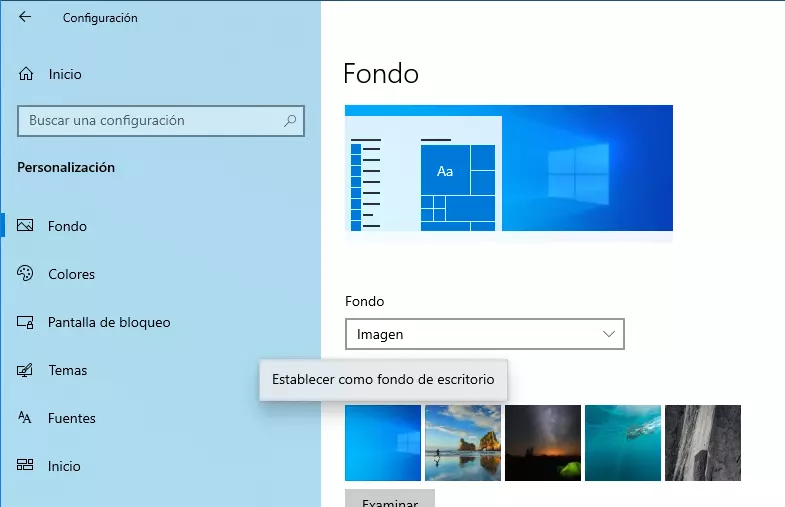 Ŝanĝu sekcion de tapeto de Windows 10