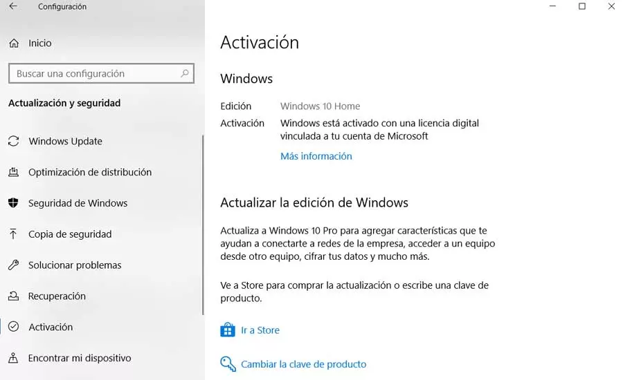 Windows activation settings