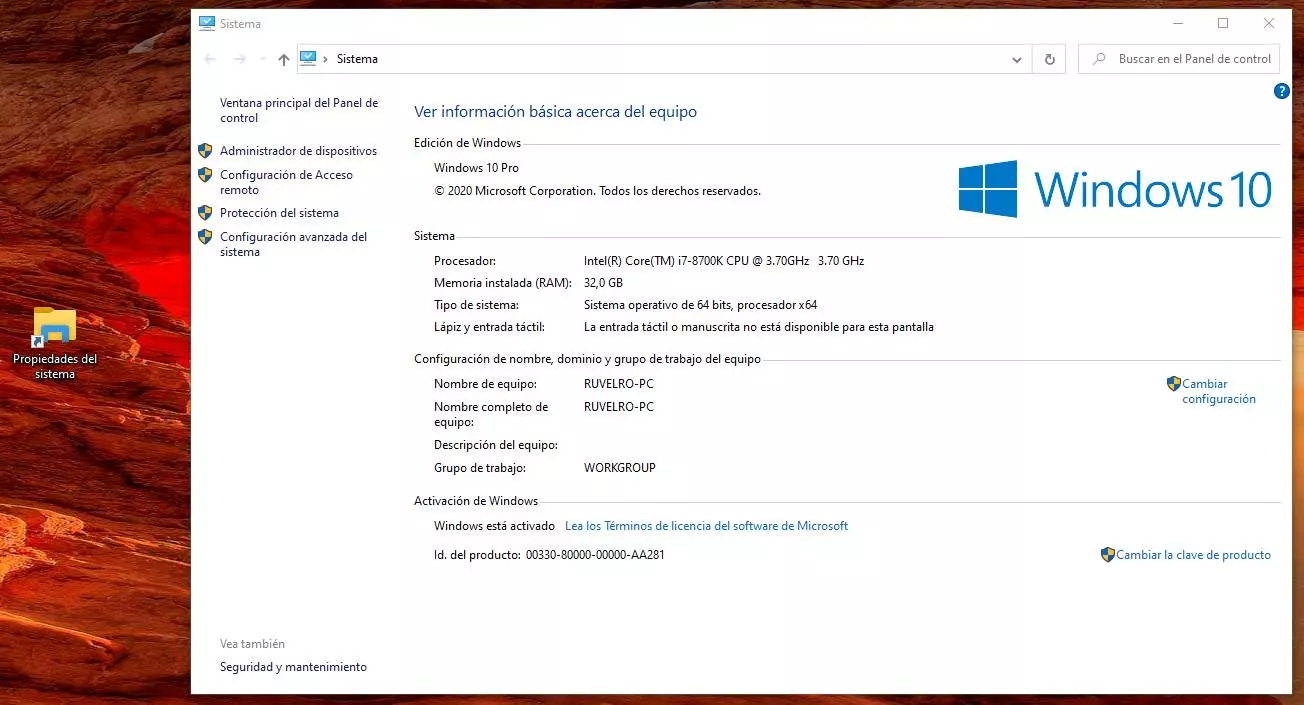 Prozor sa svojstvima sistema i informacijama o računaru u Windows-u