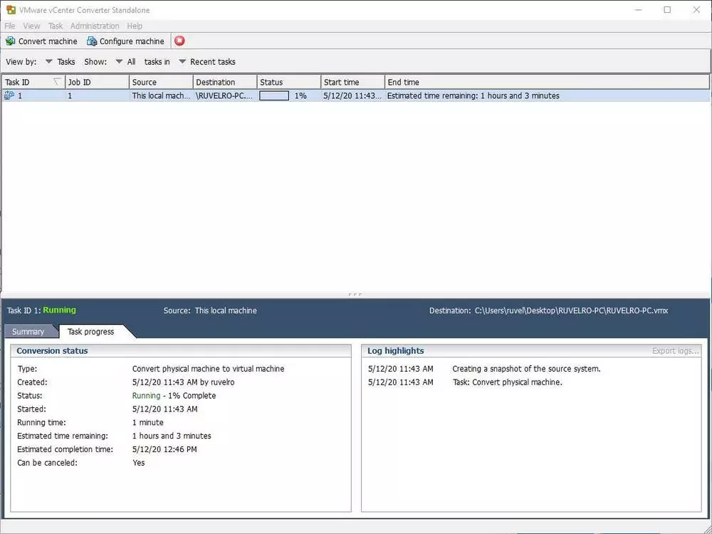 VMware vCenter Converter - Kreante VM