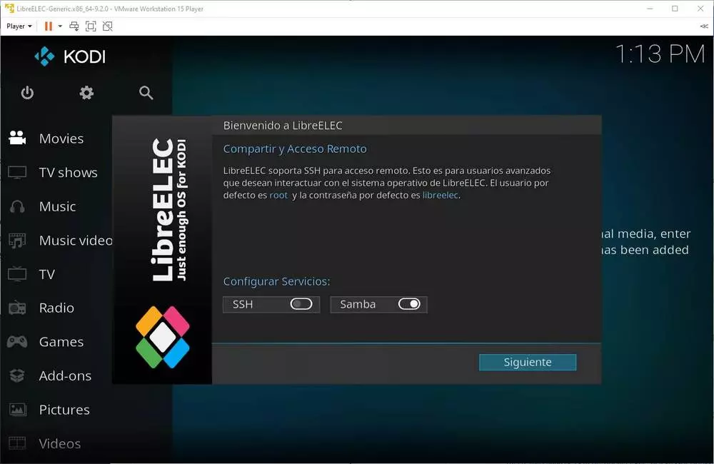LibreELEC - Samba dhe SSH