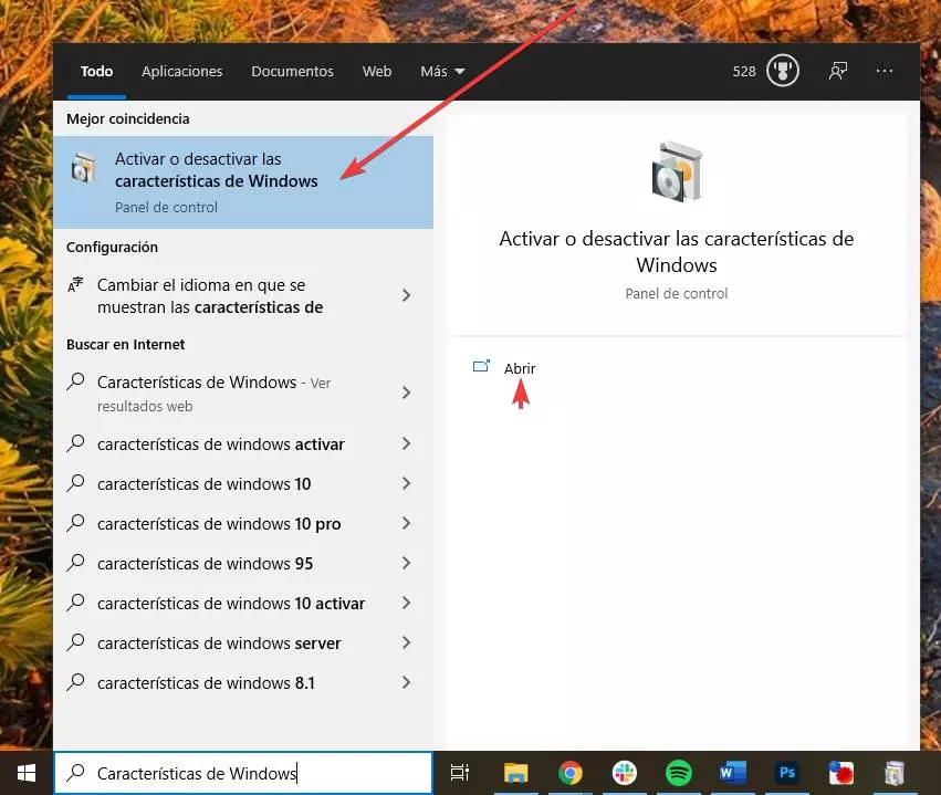 Windows 10 xüsusiyyətlərini açın