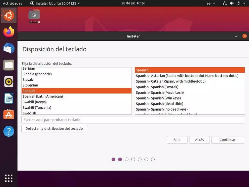 Installa Ubuntu - Layout tastiera