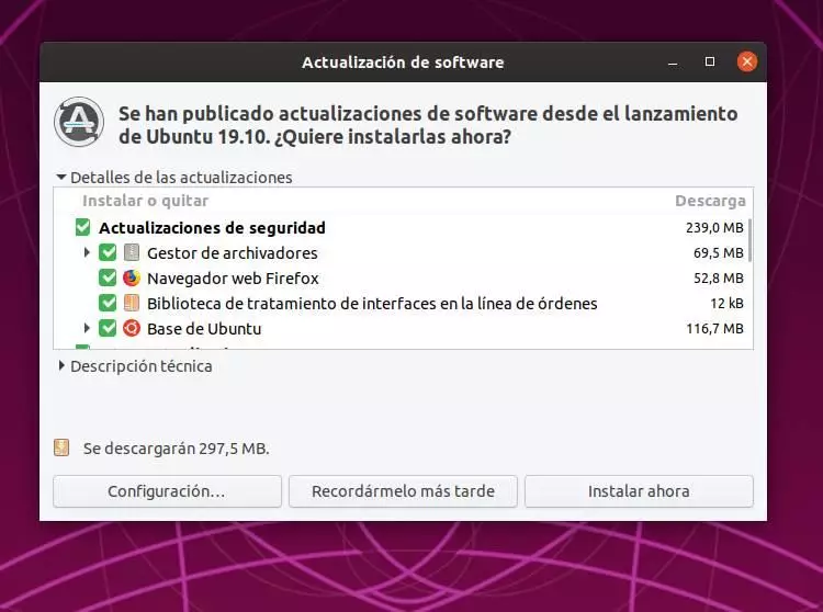 Pasang patch sareng bungkusan énggal dina Ubuntu