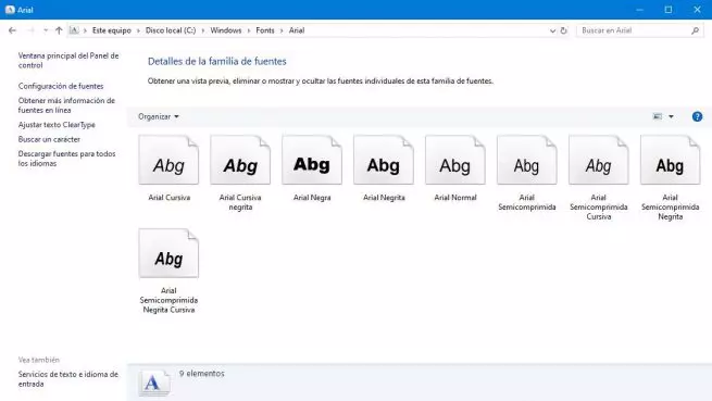 Lettertypen van lettertypen geïnstalleerd in Windows 10