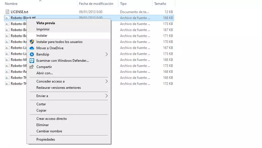 Installer une nouvelle police dans Windows 10