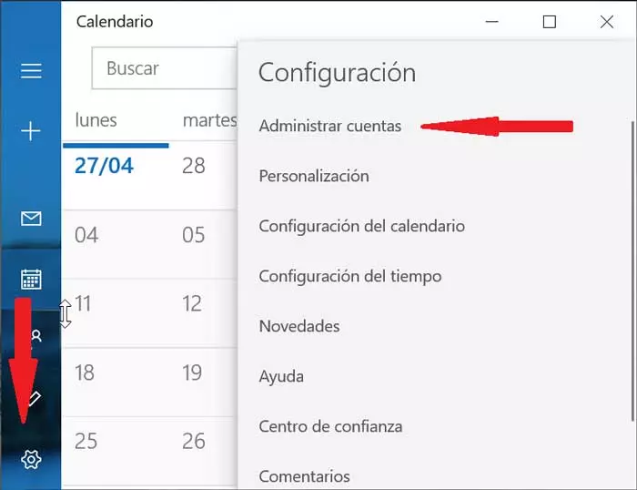 Windows 10 calendar settings