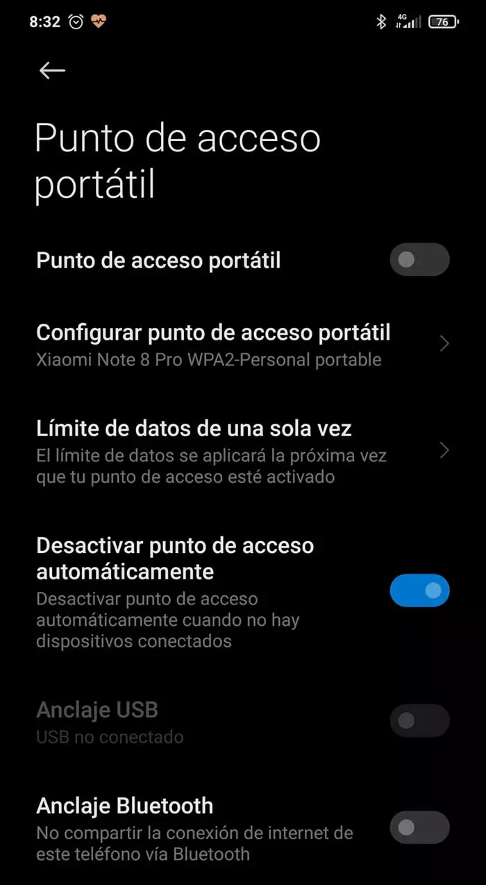 Ponto de acesso do Android