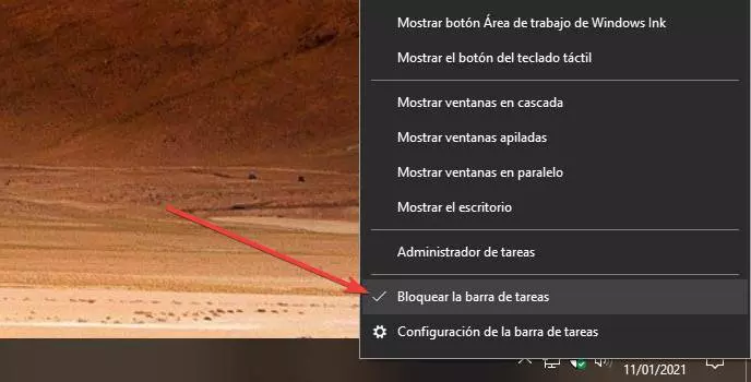 Buše Windows taskbar