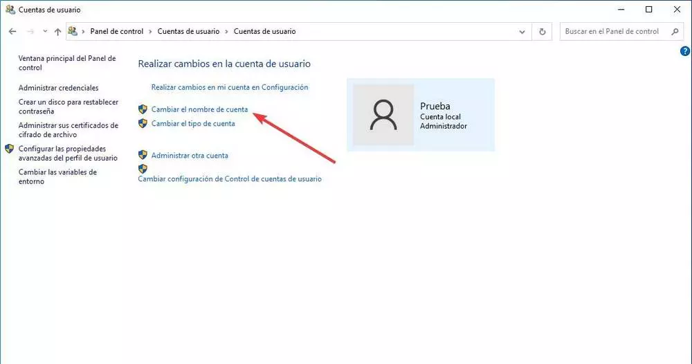 Skift brugernavn i Windows 10 fra kontrolpanelet