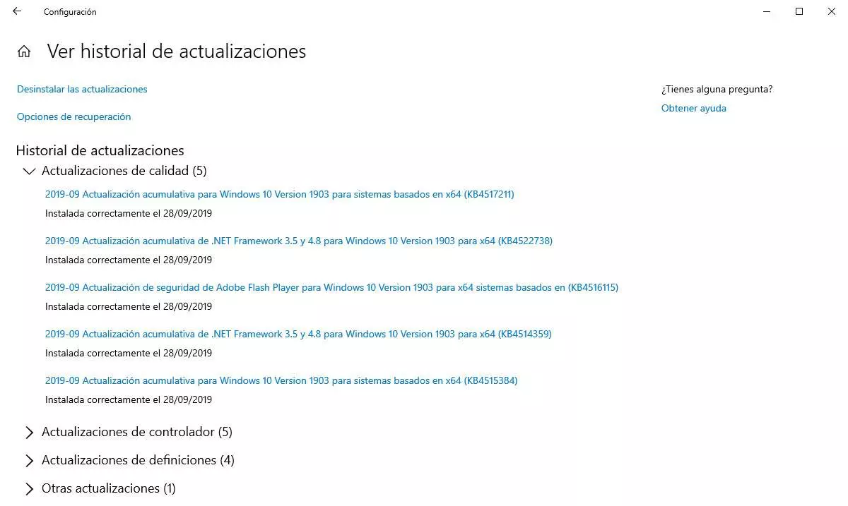 इतिहास अद्यावधिकहरू Windows अपडेट W10