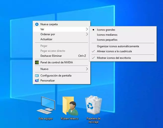 Saizi icons Windows 10 - 2