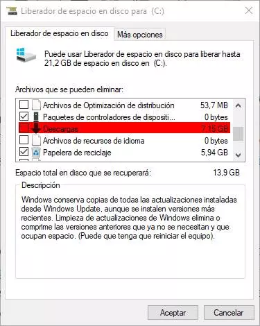 Windows 10 გასუფთავება - ჩამოტვირთვების საქაღალდე