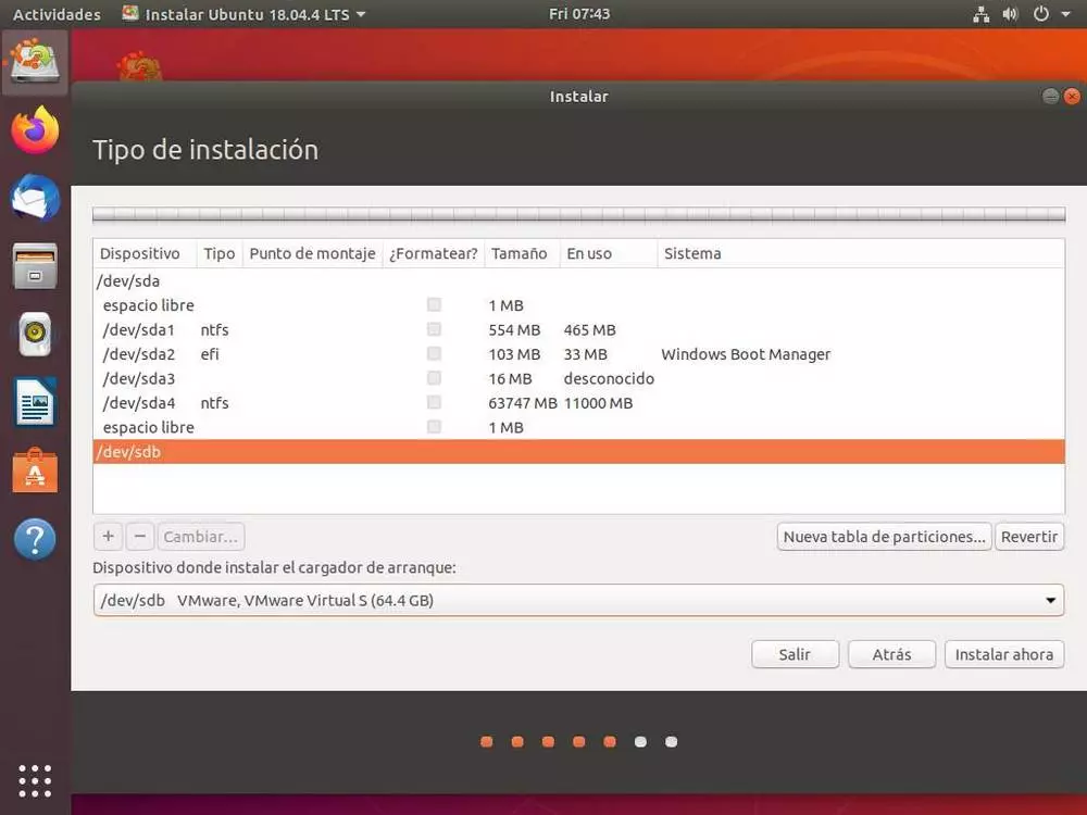 Liste over partitioner Ubuntu installerer
