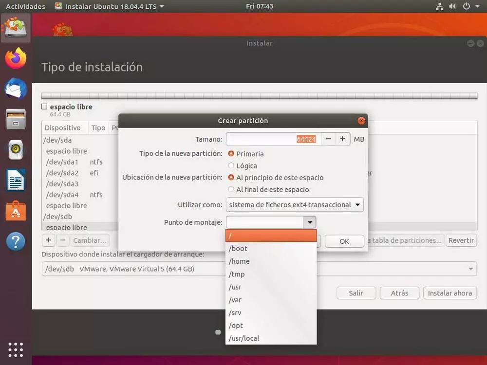 Opret ny Ubuntu-partition
