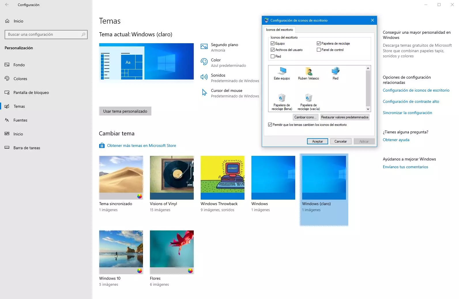 Customize themes and icons Windows 10