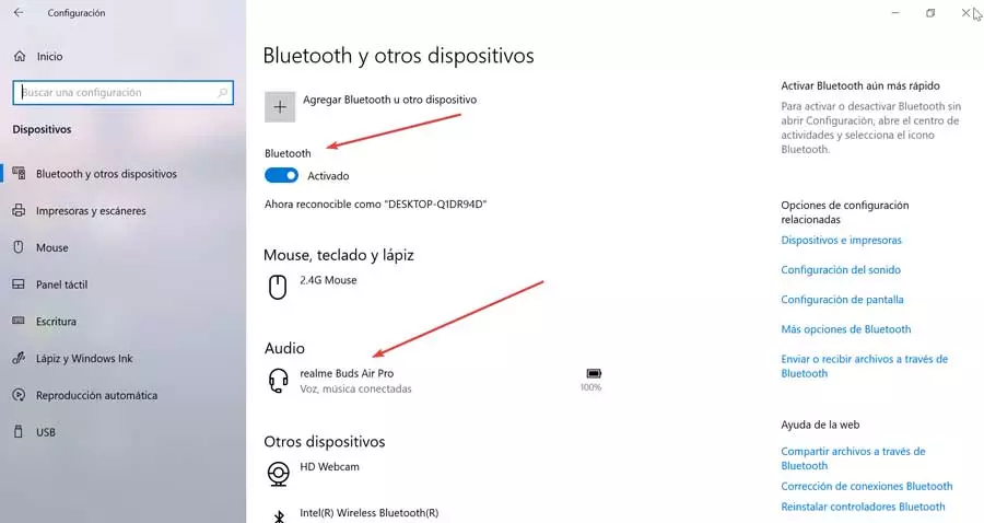 Bluetooth på Windows tilsluttet