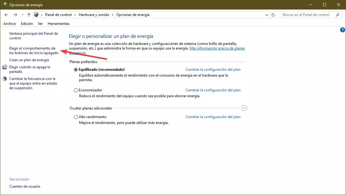 Windows 10 전원 옵션