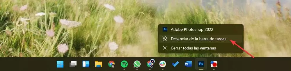 Odepnij ikonę paska zadań Windows 11