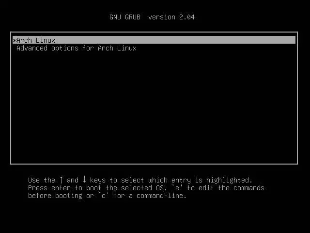 Arch Linux bilan GRUB