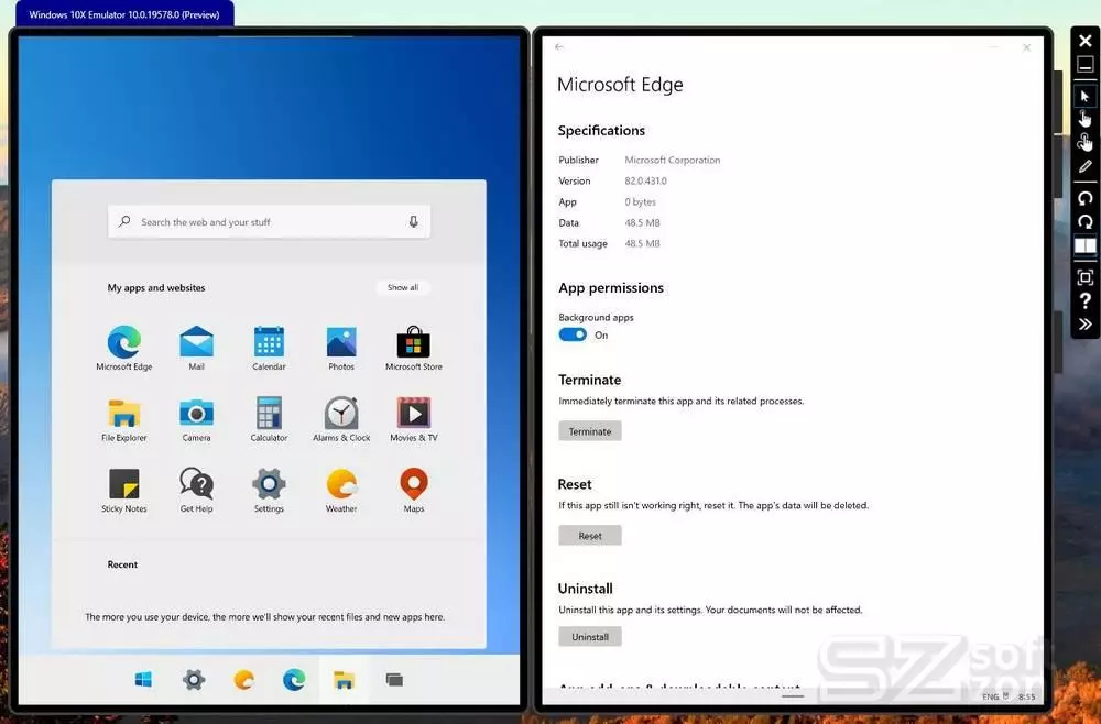 Microsoft Emulator a Windows 10X - 10