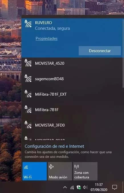 Tenganisha mtandao wa Wi-Fi Windows 10