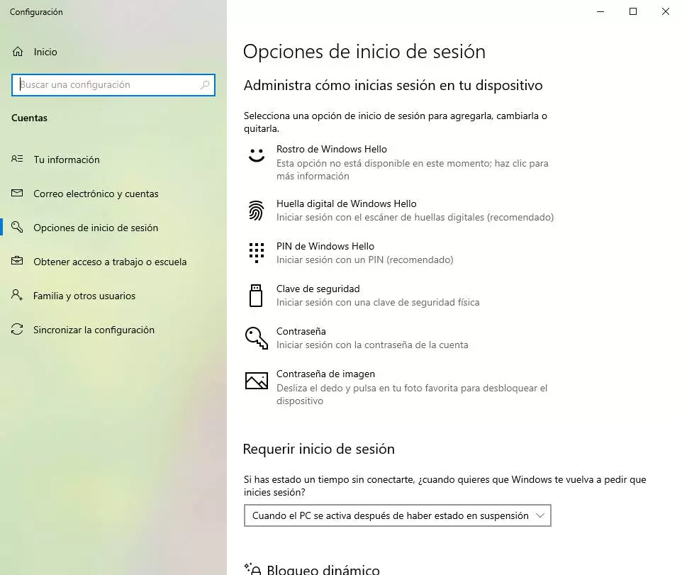 Windows Hello Options